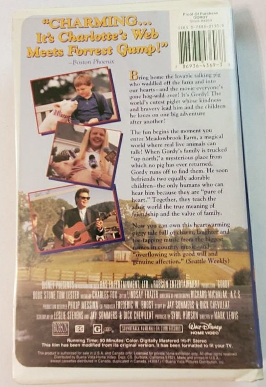 Gordy Disney VHS Tape - Etsy