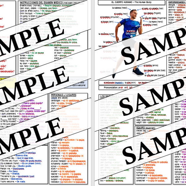 Medical Spanish Card - Etsy