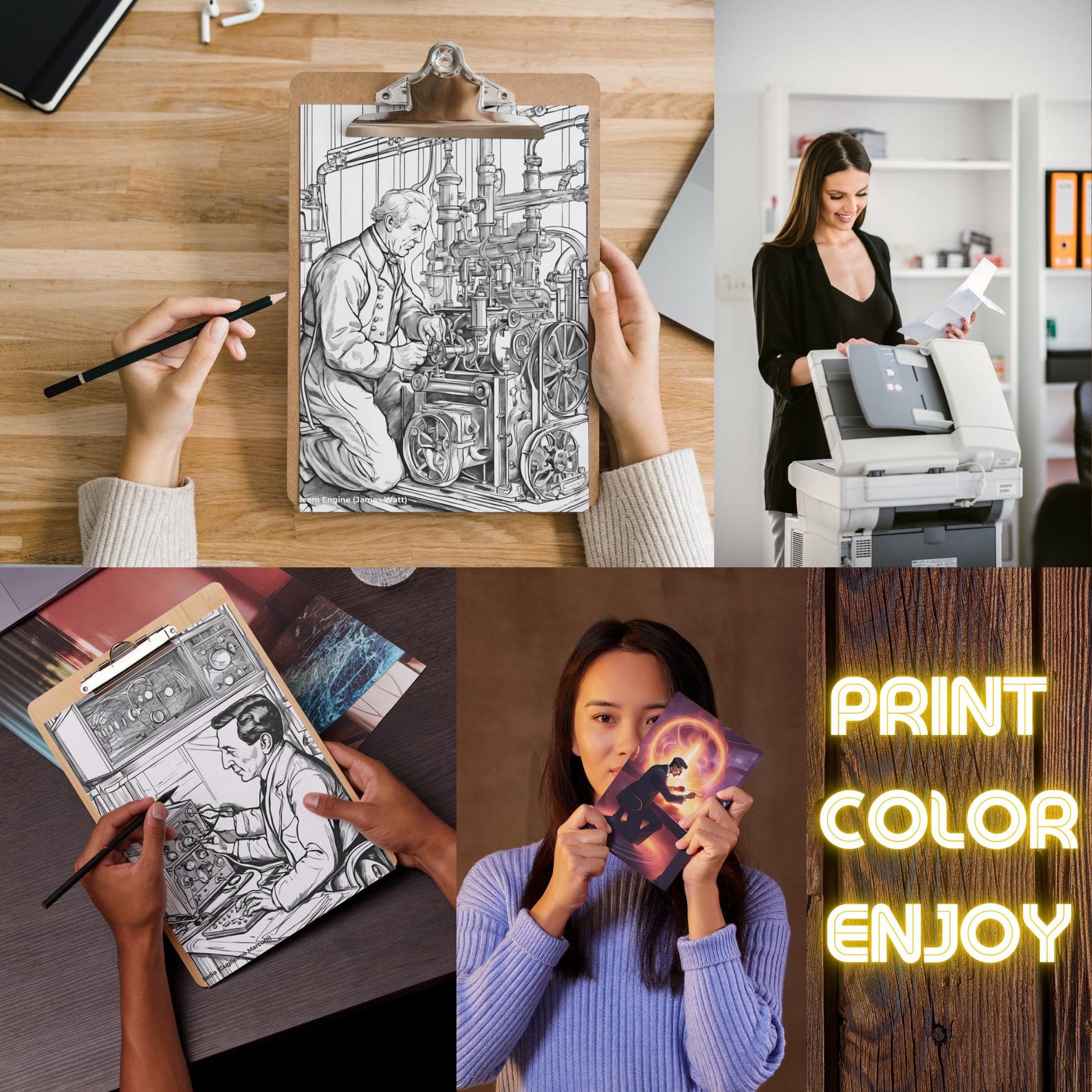 Inventions and Discoveries Coloring Book 200 Pages, Scientist Coloring ...