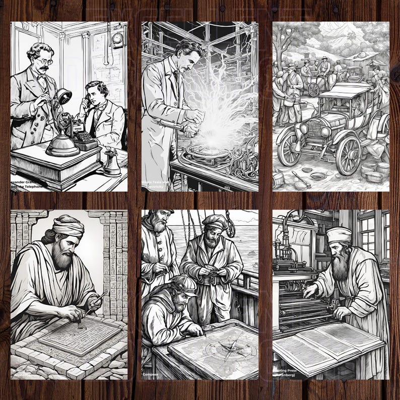 Inventions and Discoveries Coloring Book 200 Pages, Scientist Coloring ...