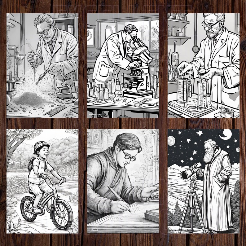 Inventions and Discoveries Coloring Book 200 Pages, Scientist Coloring ...