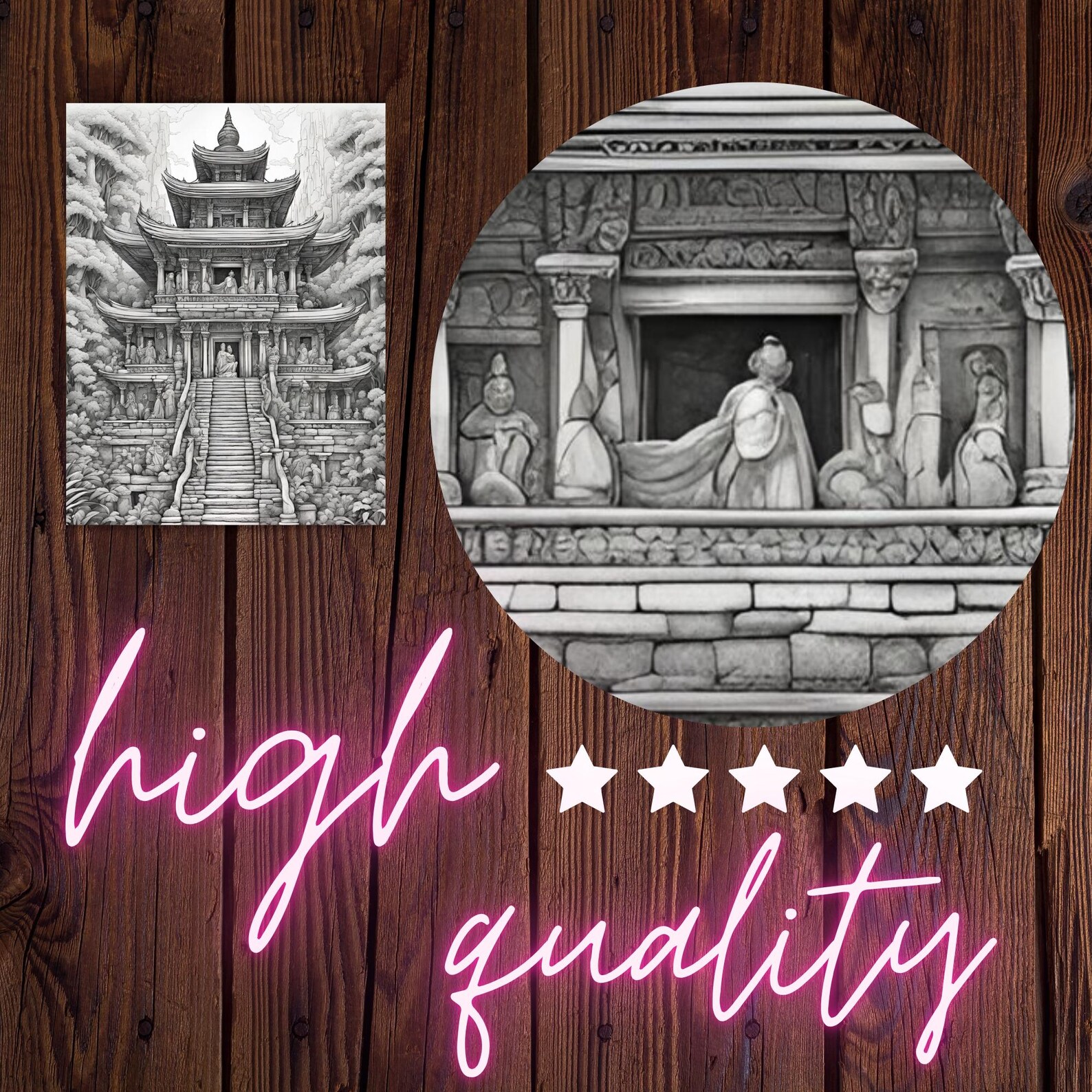 Mysterious Temples Coloring Book 100 Pages, Ancient Temples Colouring ...