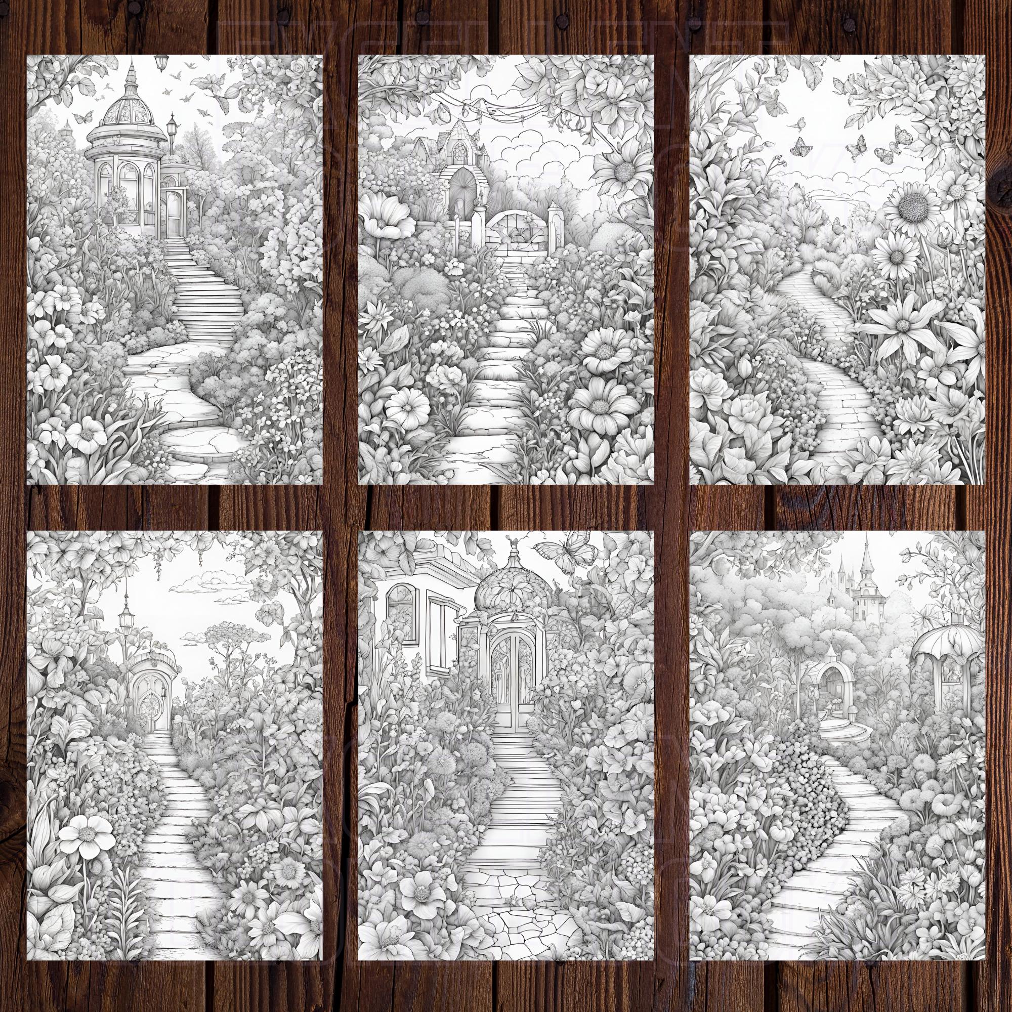 Fairytale Flower Garden Coloring Book 100 Pages, Coloring Book for ...