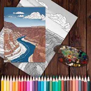 Grand Canyon Coloring Book 60 Pages, Scenic Canyon Views, Hiking in ...