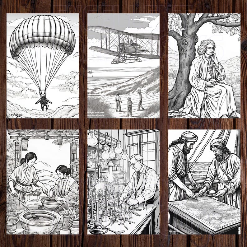 Inventions and Discoveries Coloring Book 200 Pages, Scientist Coloring ...