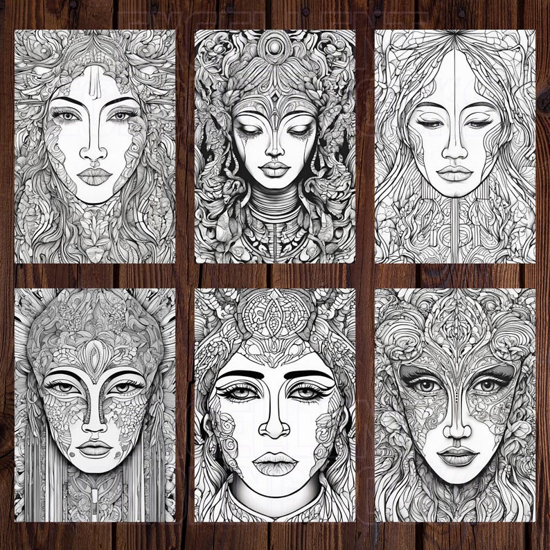 Zentangled Faces Coloring Book 100 Pages, Detailed Face Zentangles for ...