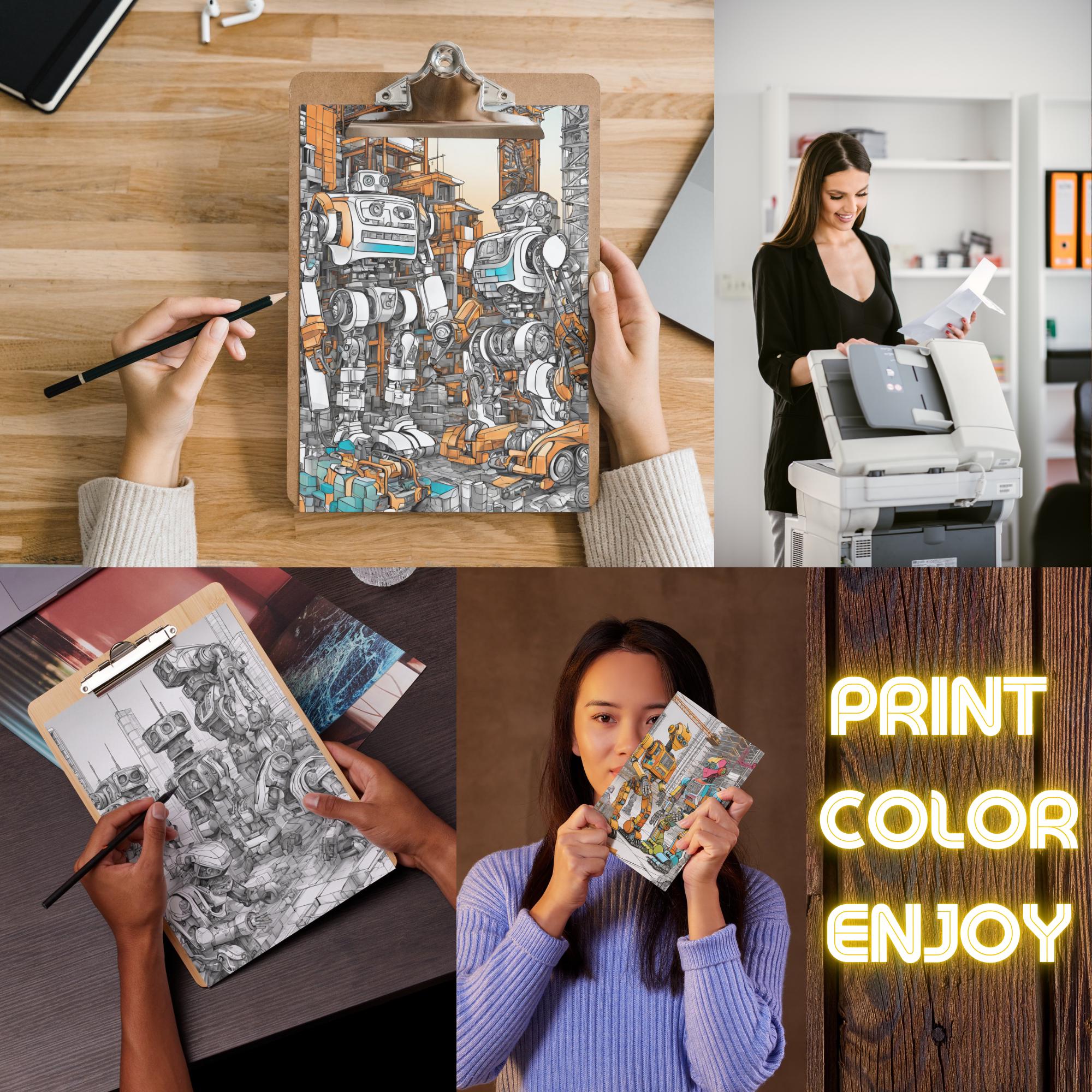 Builder AI Robots Coloring Book 100 Pages, Construction AI Bots ...