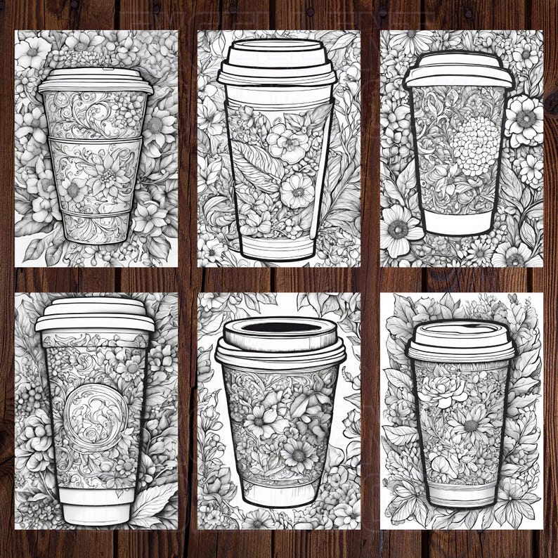 Enjoy Coloring Beautiful Floral Pattern Paper Cups Coloring 100 Pages ...