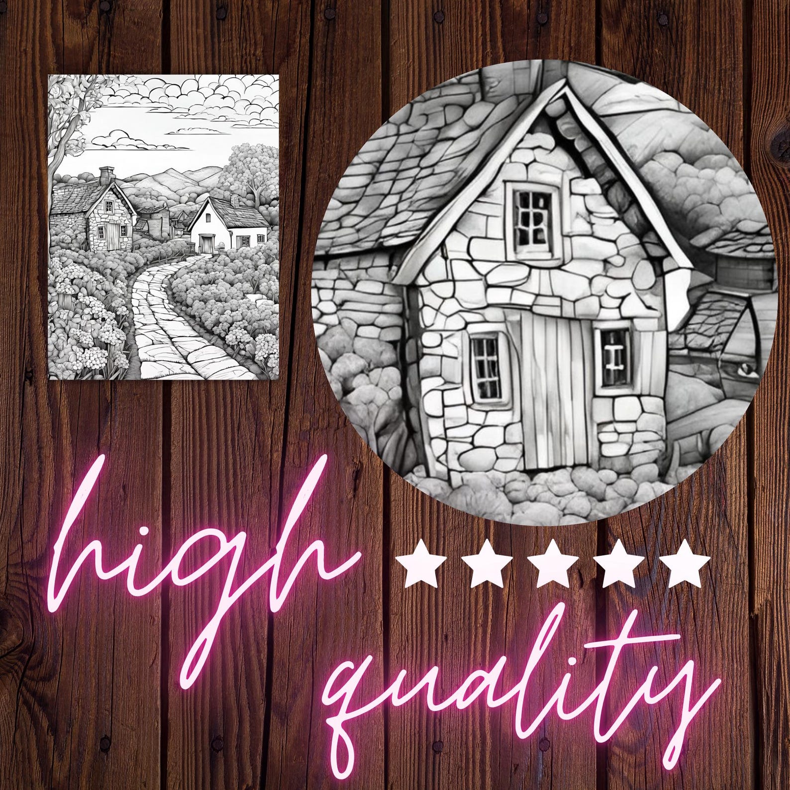 Village and Town Roads Coloring Book 100 Pages, Old Historic Town ...