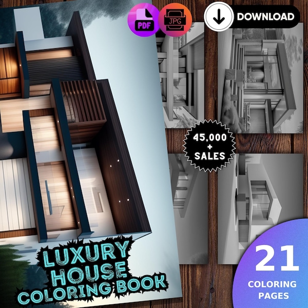 Luxury House Coloring Pages - Etsy