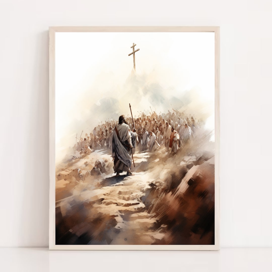 Jesus Looking at Cross Jesus Portraitjesus Artwork Jesus - Etsy
