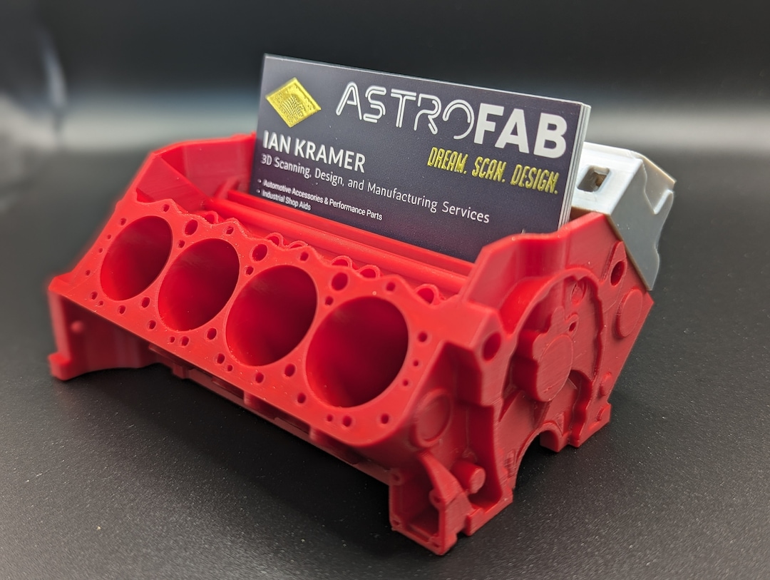 3D Printed Modular V8 Chevy Engine Block Business Card Holder ...