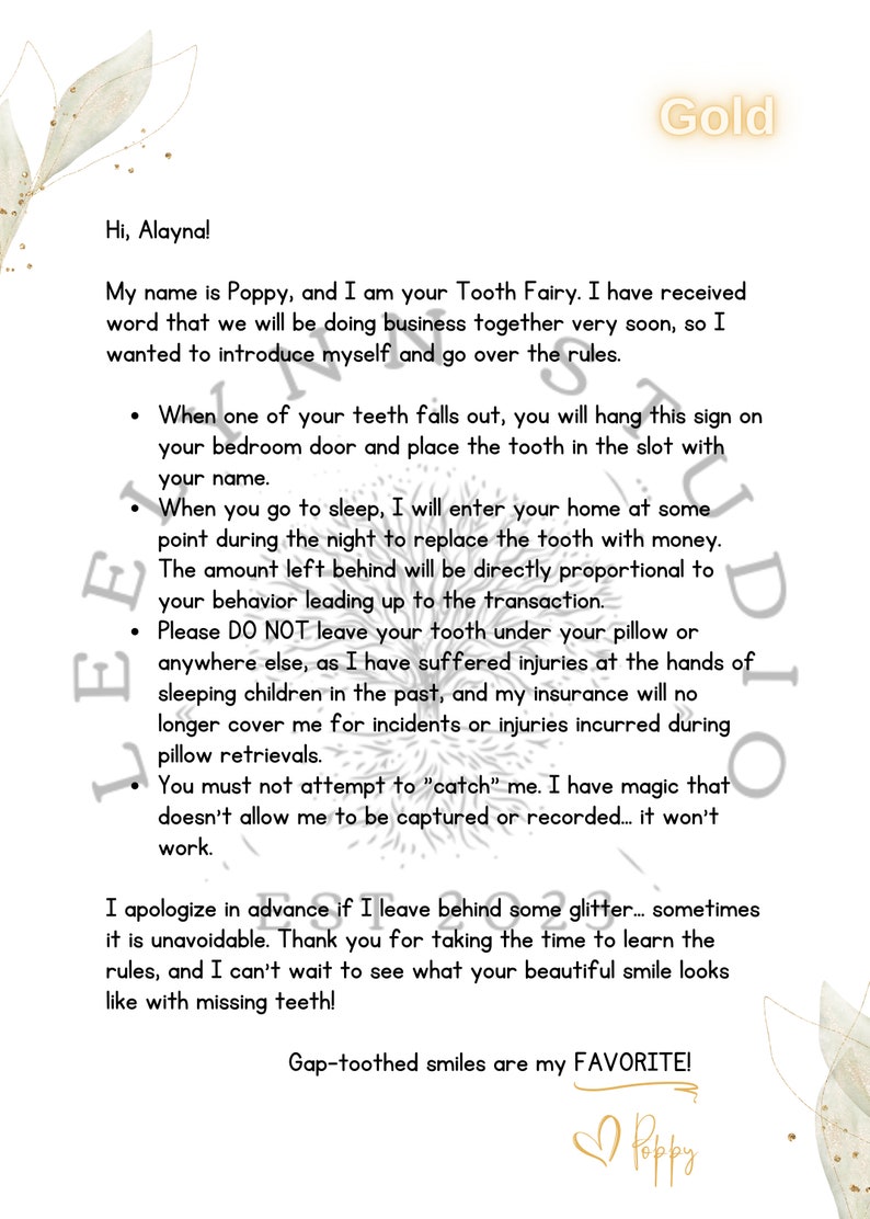 Tooth-fairy Letter - Etsy