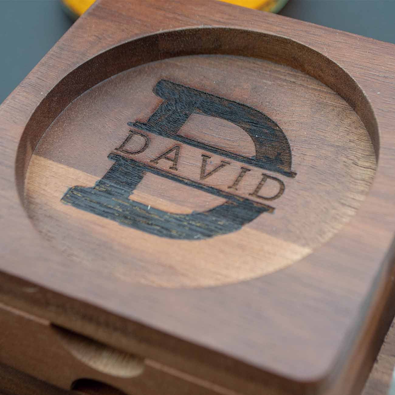 Personalized Cigar Ashtray With Coaster, Custom Walnut Wood Cigarette ...