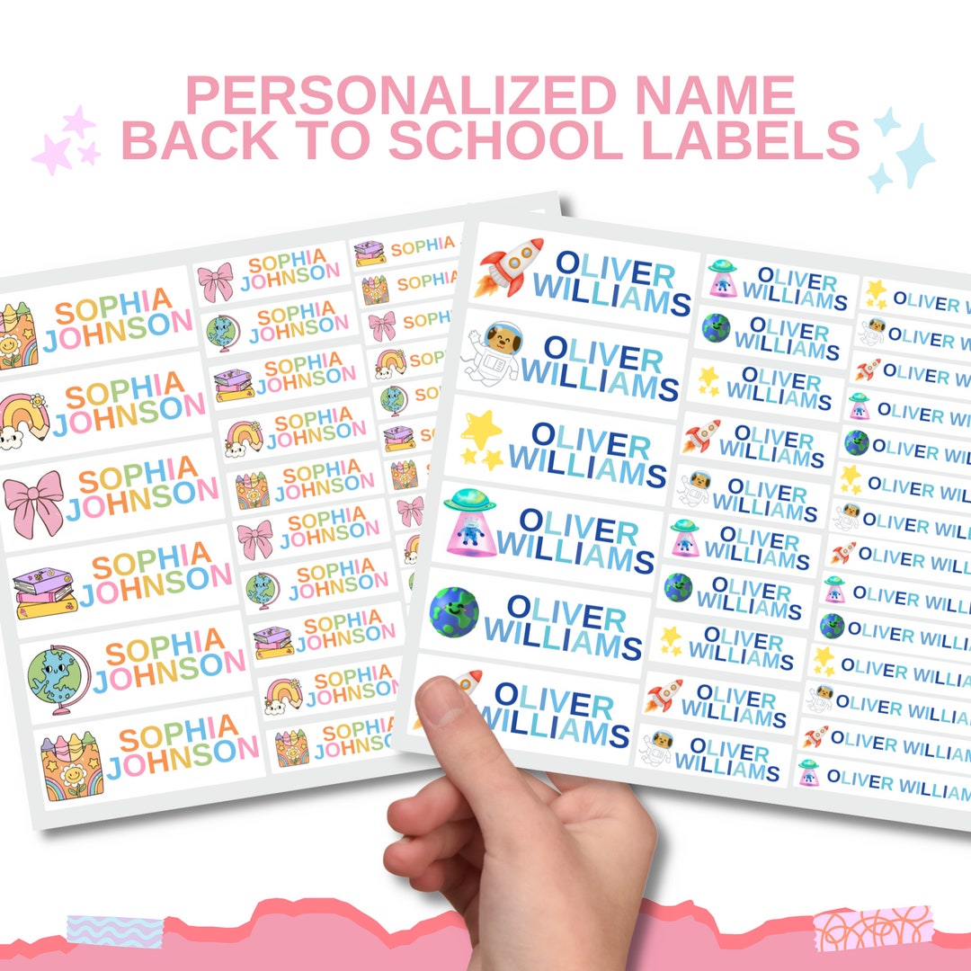 Personalized Waterproof Name Labels - Custom Kids Name Back to School ...