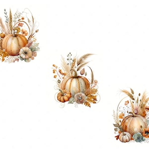 Boho Pumpkins Clipart, Bohemian Autumn Design, Cozy Fall Clipart Set ...