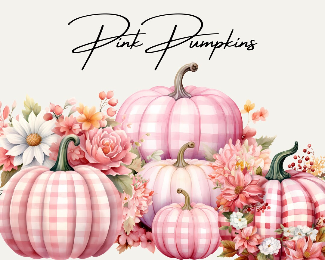 Pink Pumpkin Watercolor Clipart, Thanksgiving, Fall Design Elements ...