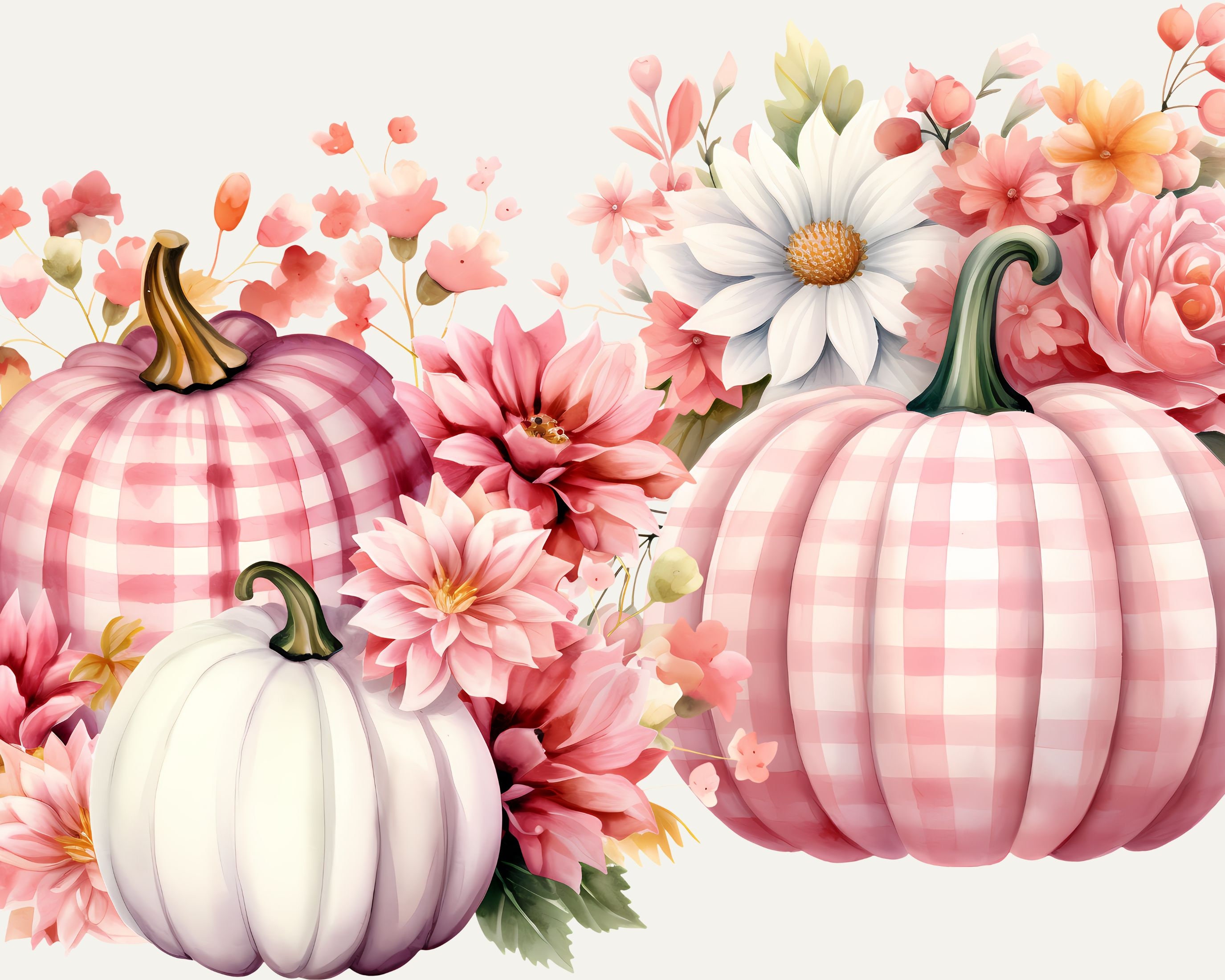 Pink Pumpkin Watercolor Clipart, Thanksgiving, Fall Design Elements ...