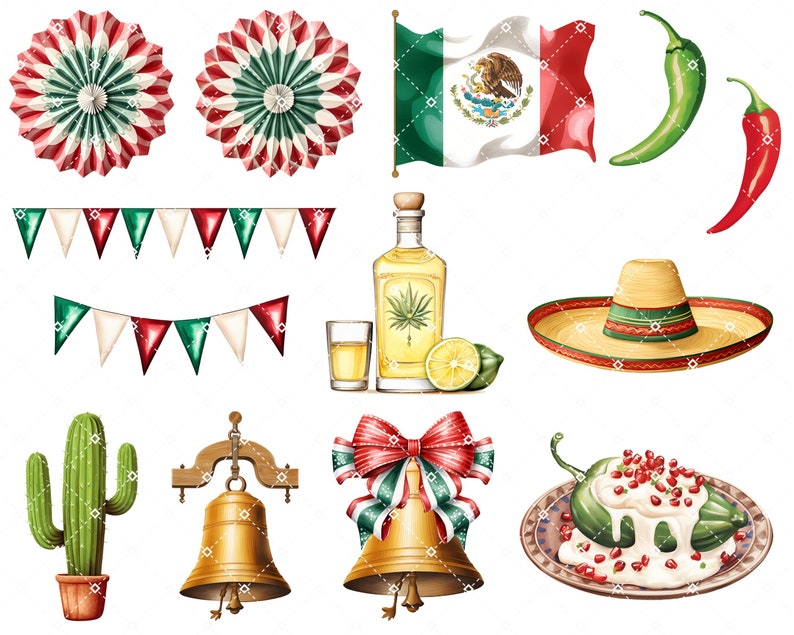 Viva México Clipart, Fiesta Mexicana Clipart, Fiestas Patrias PNG, 15 ...