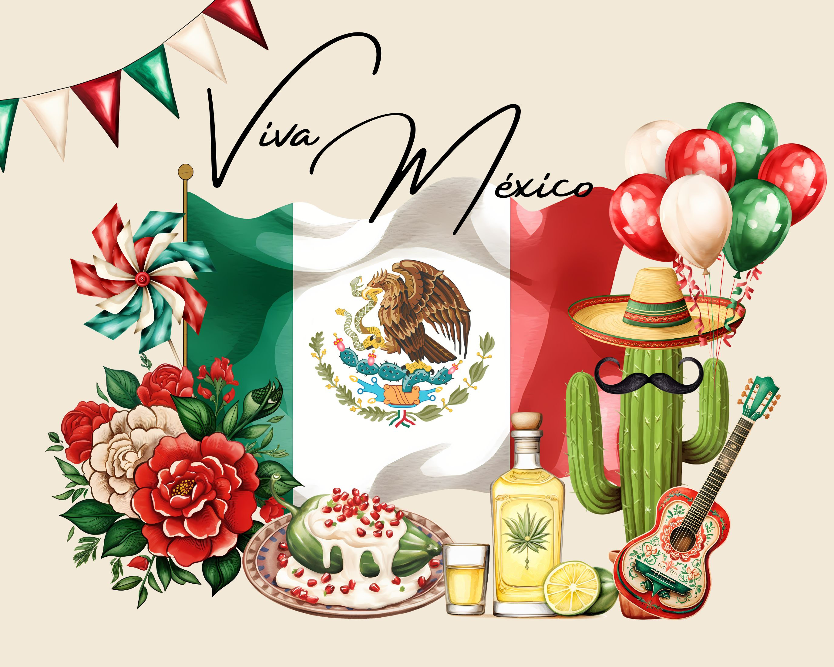 Viva México Clipart, Fiesta Mexicana Clipart, Fiestas Patrias PNG, 15 ...