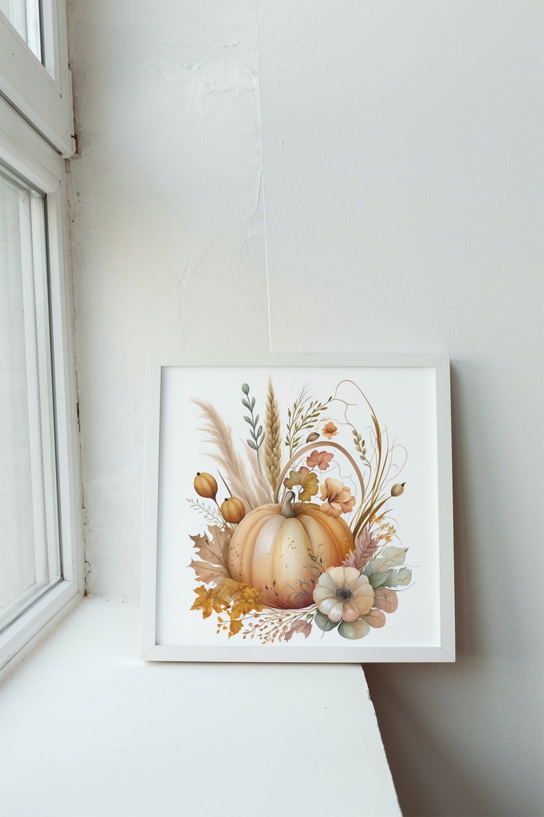 Boho Pumpkins Clipart, Bohemian Autumn Design, Cozy Fall Clipart Set ...