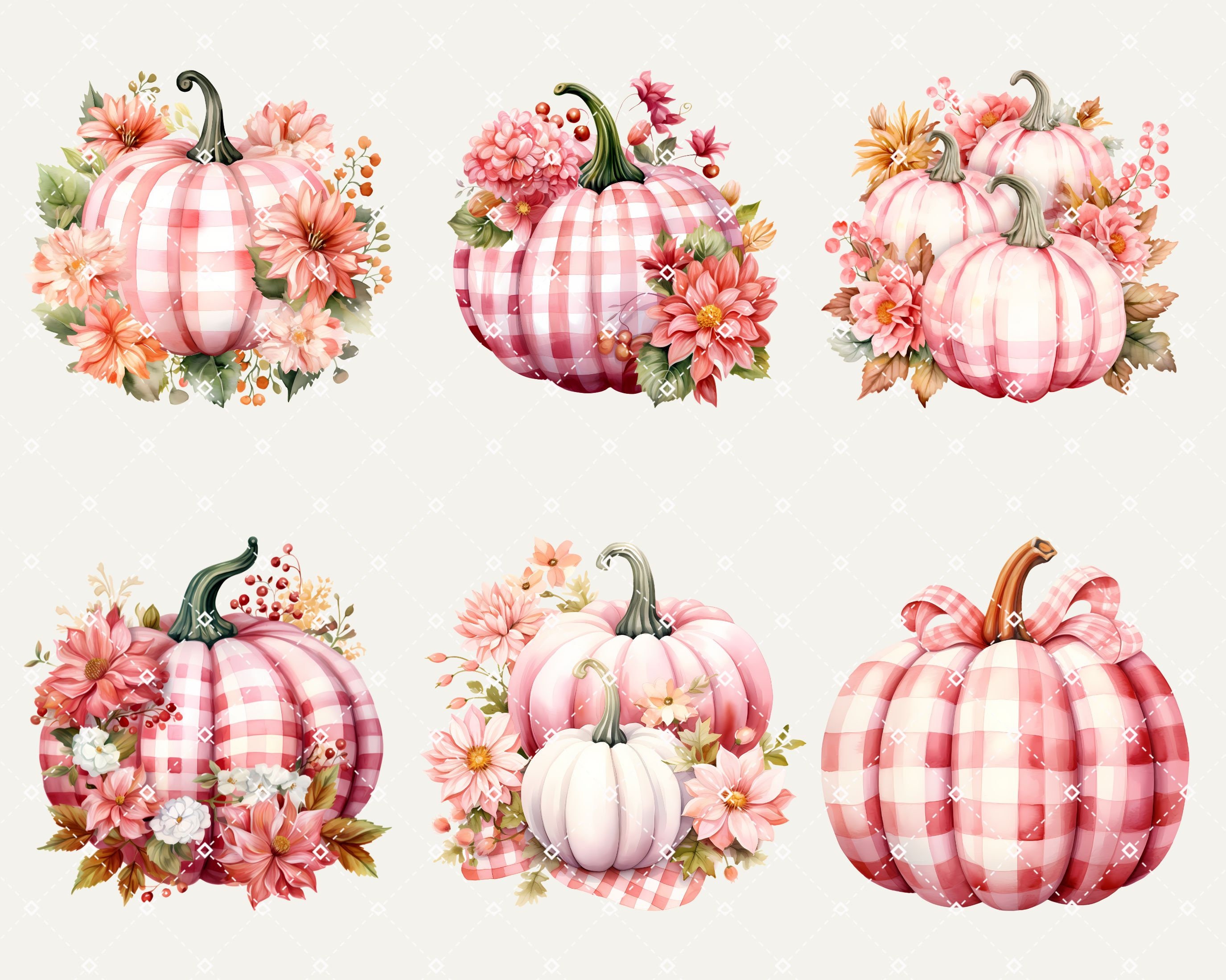 Pink Pumpkin Watercolor Clipart, Thanksgiving, Fall Design Elements ...