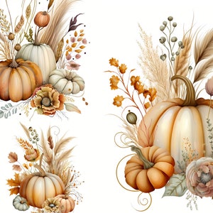 Boho Pumpkins Clipart, Bohemian Autumn Design, Cozy Fall Clipart Set ...