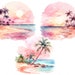 Pink Summer Watercolor Clipart, Vacation Beach Clipart, Ocean Travel ...