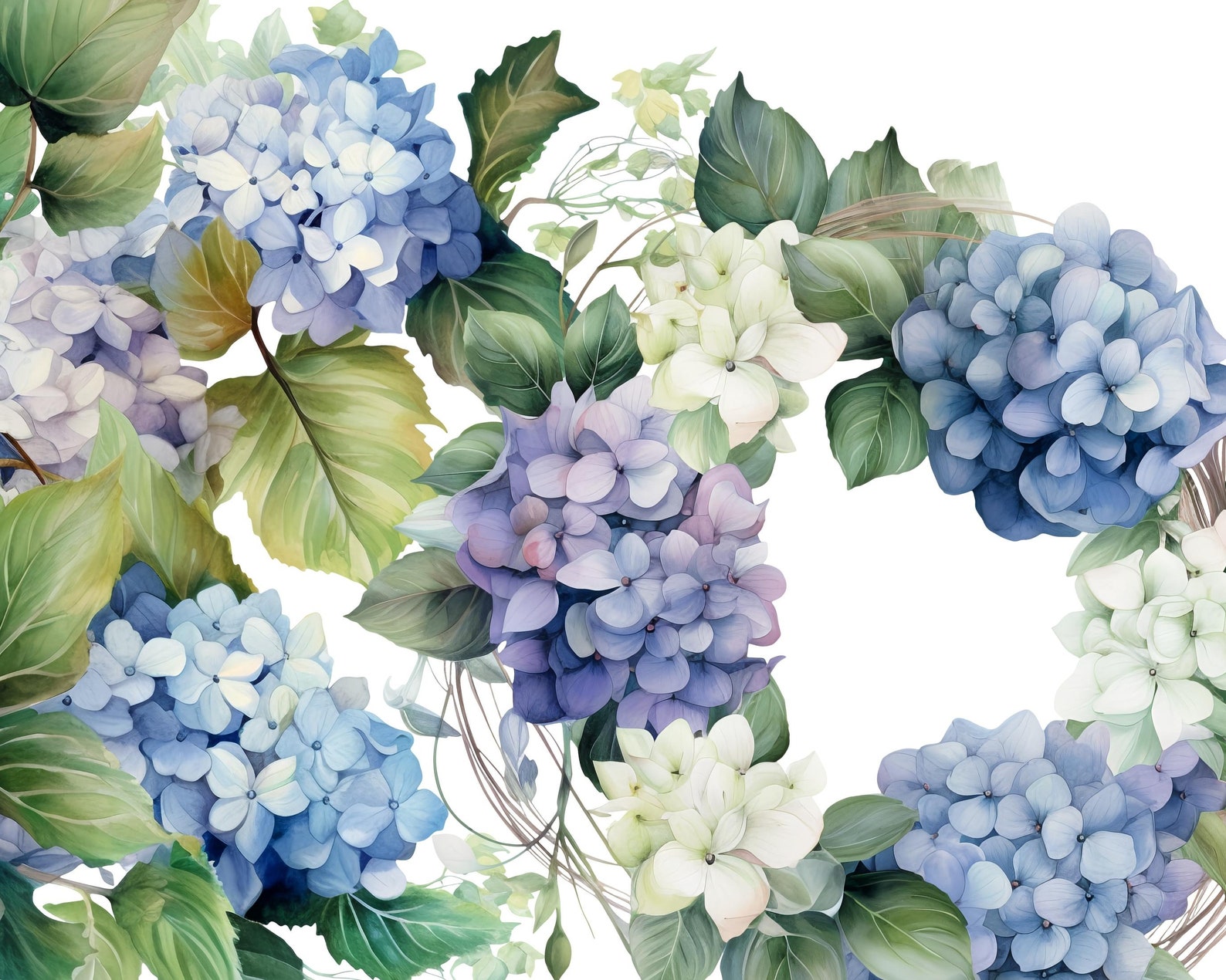 Set of 8 Png, Hydrangeas Clipart, Flowers Png, Hydrangeas Bouquet PNG ...