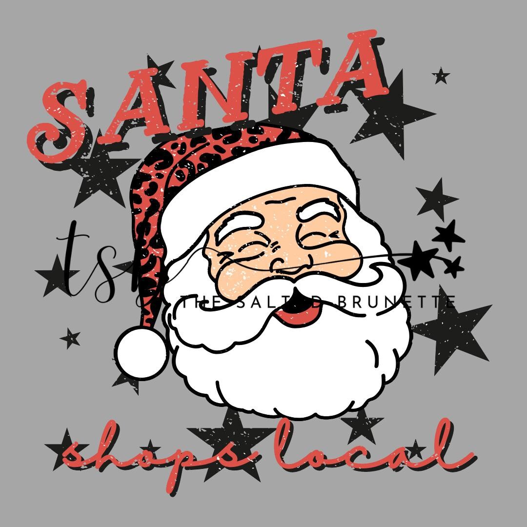 Santa Shops Local; Vintage Santa; Christmas; Shop Local PNG - Etsy