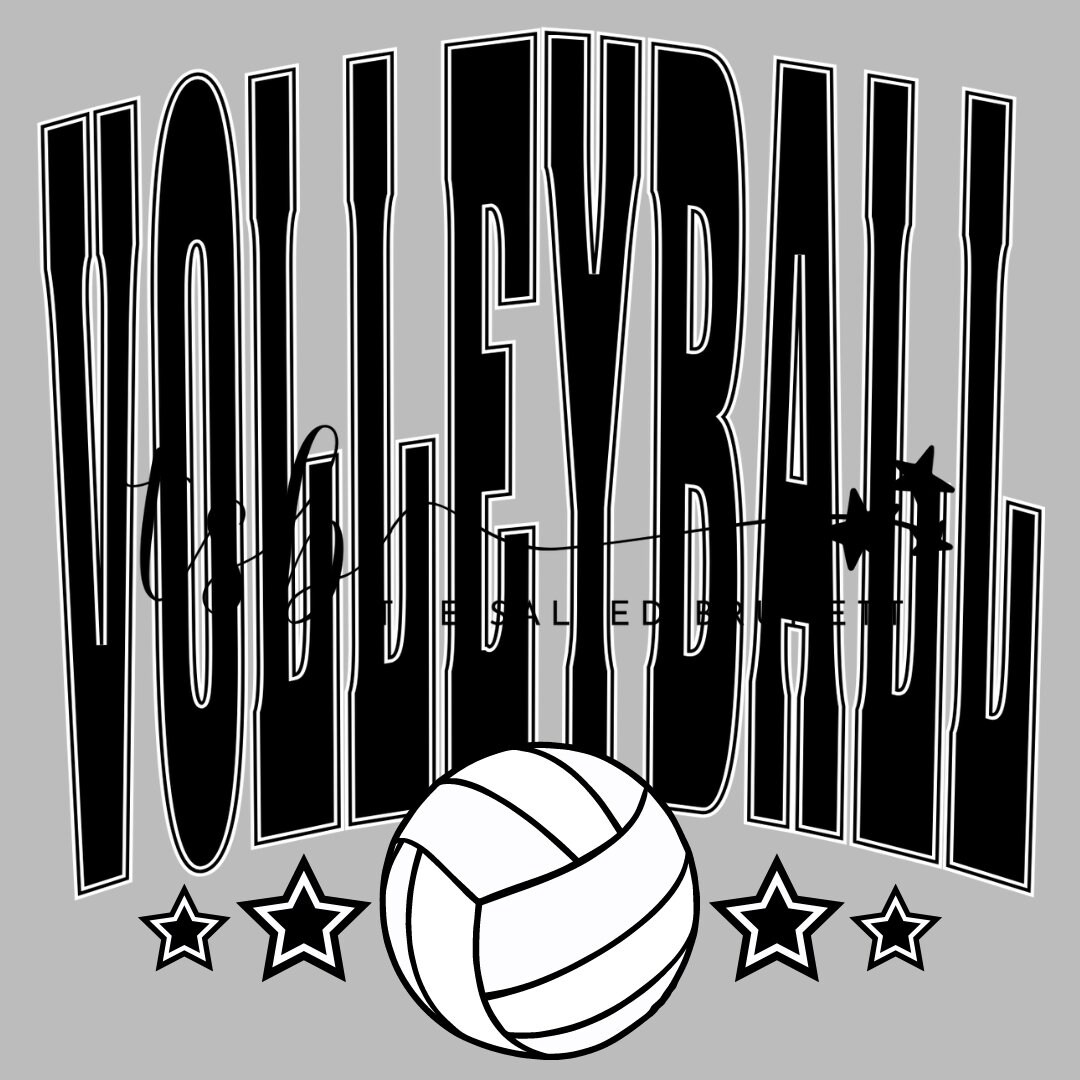 Black Lettering Volleyball Varsity Font Digital Design; School Spirit ...