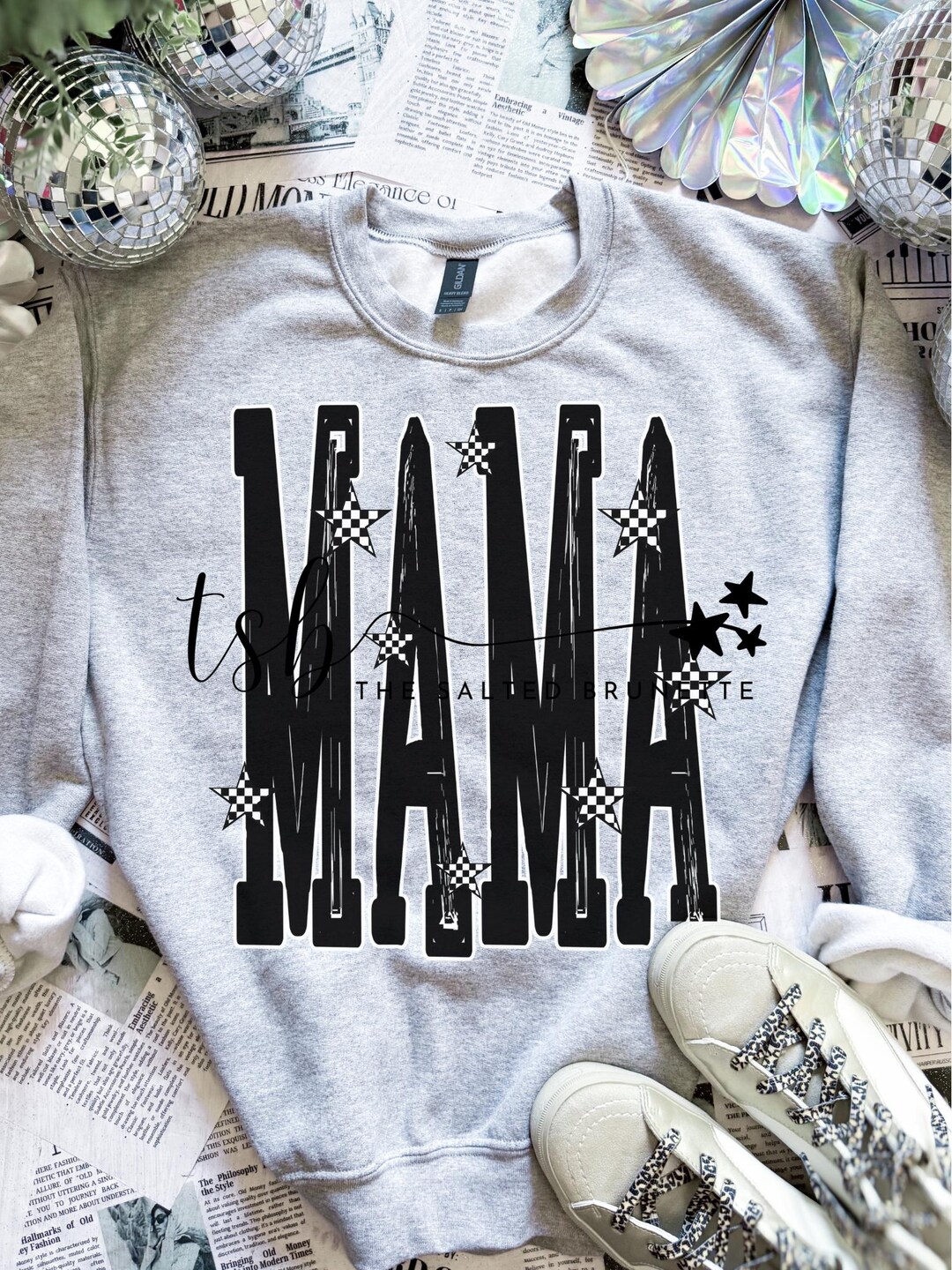 MAMA; Black Checker Star Mama Large Font; Mama Vibes; Png - Etsy
