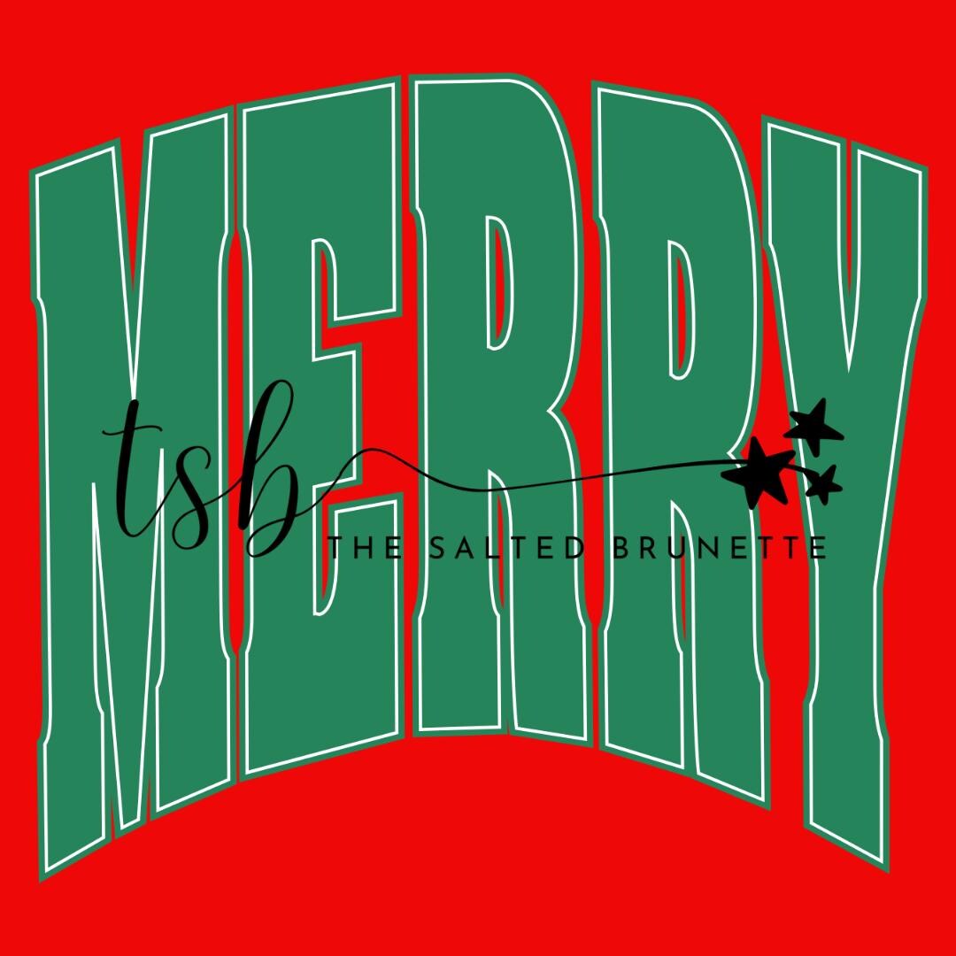 Kelly Green Emerald Block Merry; Oversized Varsity Font; Christmas PNG ...