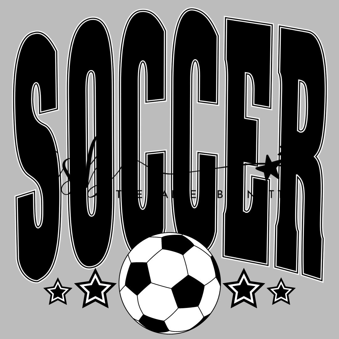 Black Lettering Soccer Varsity Font Digital Design School Spirit Small ...