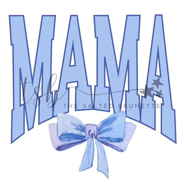 Mama Blue Bow Png - Etsy