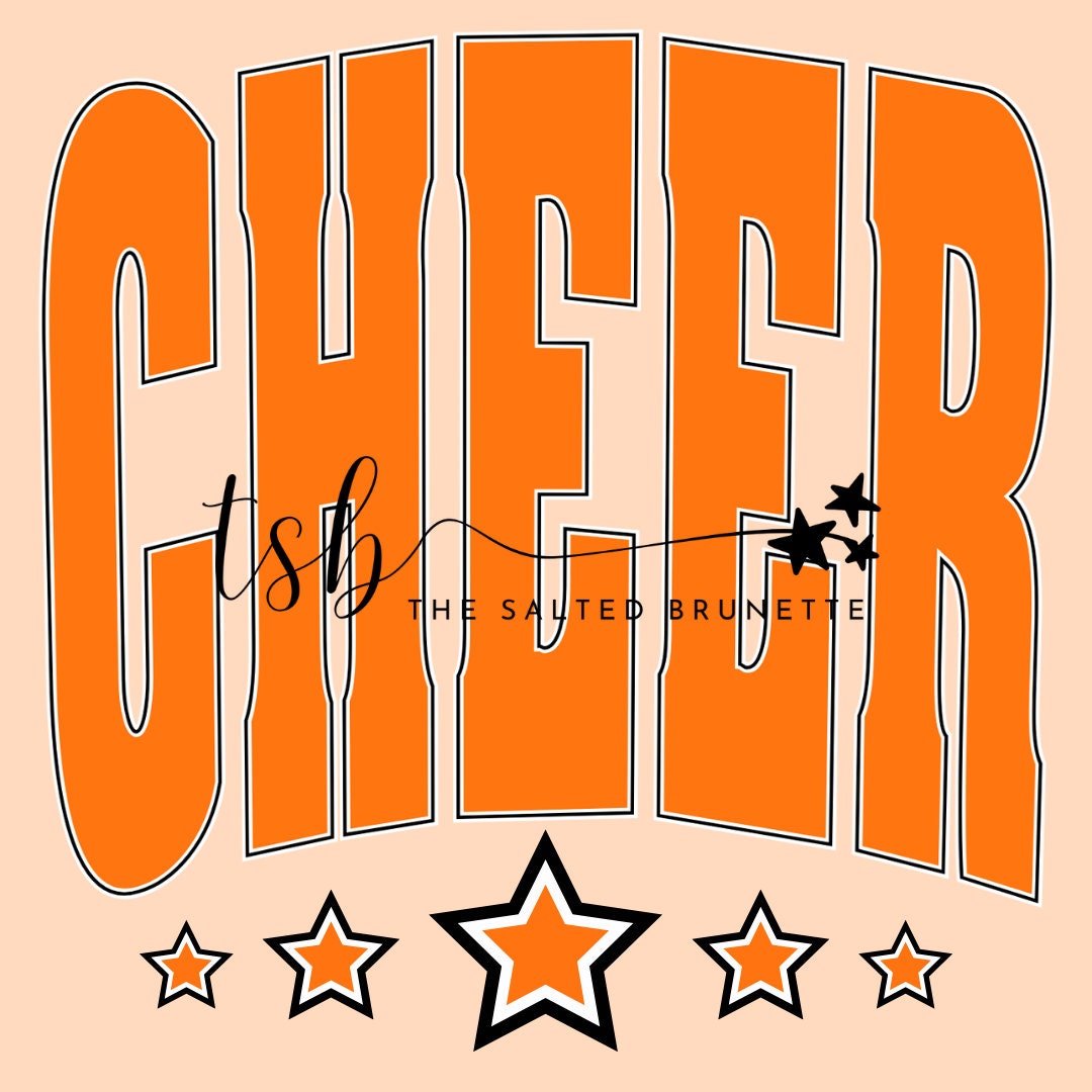 Orange Cheer Varsity Font Digital Design; School Spirit; Small Town ...