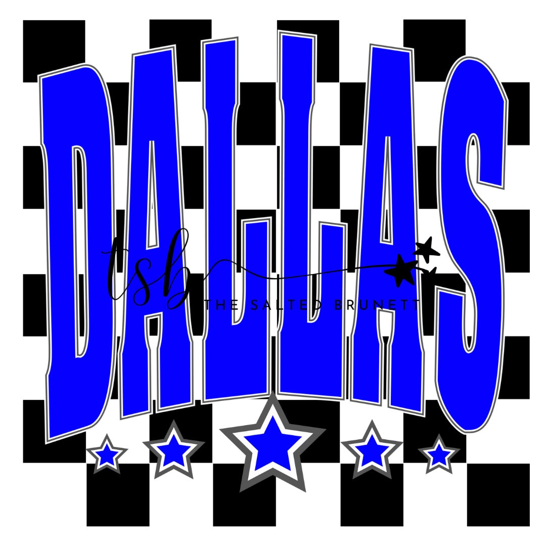 Dallas Varsity Font Digital Design; Texas; Checker Print PNG - Etsy
