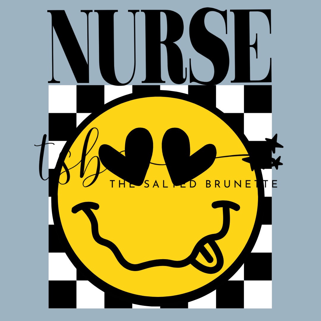 2 DOWNLOADS Funky Nurse Smiley Face Checker Nurse Vibes Png - Etsy