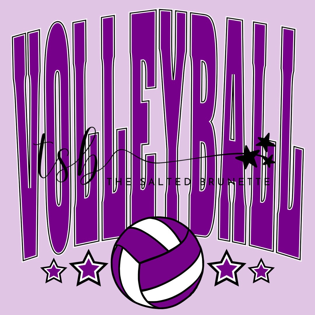 Purple Volleyball Varsity Font Digital Design School Spirit Small Town ...