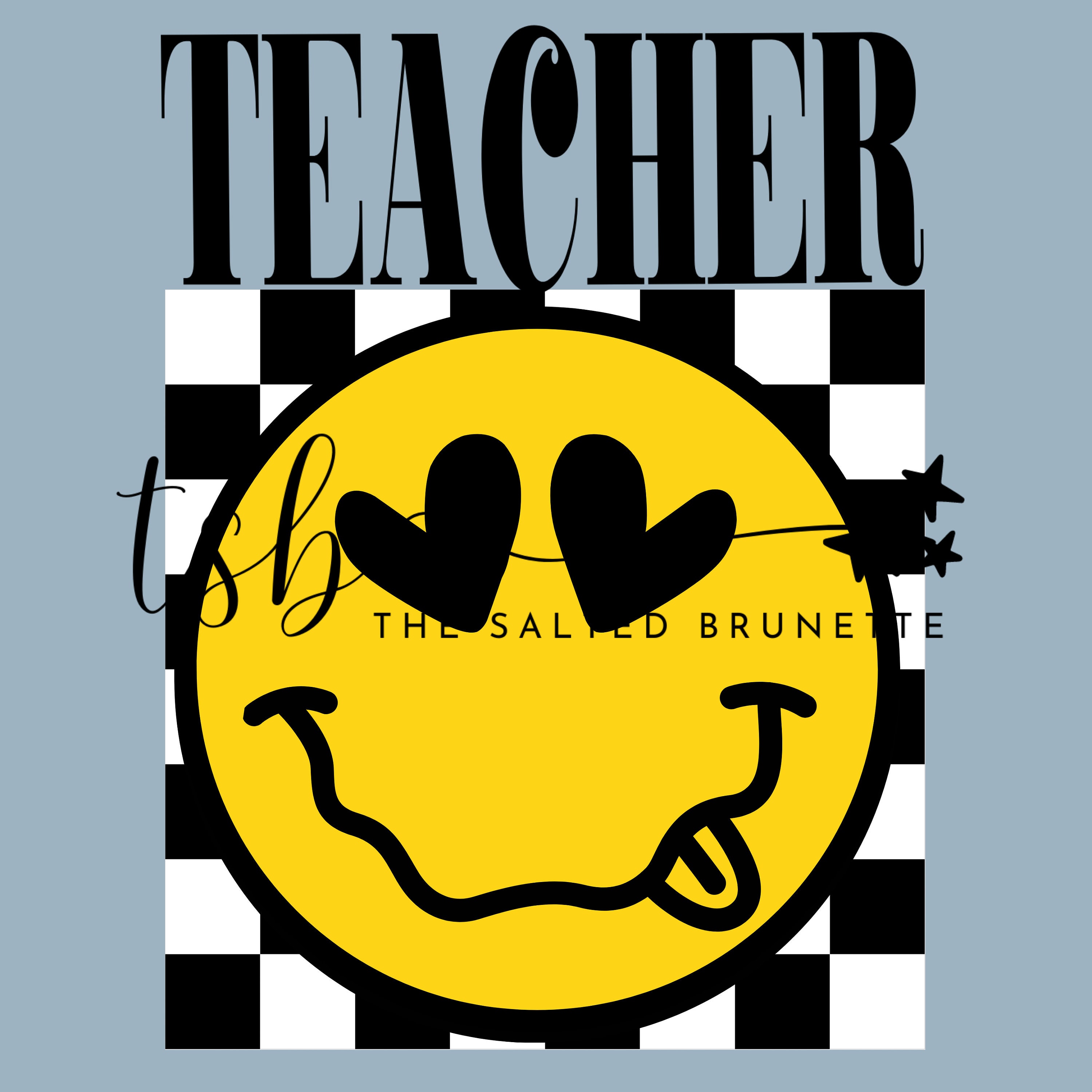 3 DOWNLOADS TEACHER Funky Smiley Face Checker Teacher Teacher Vibes Png ...