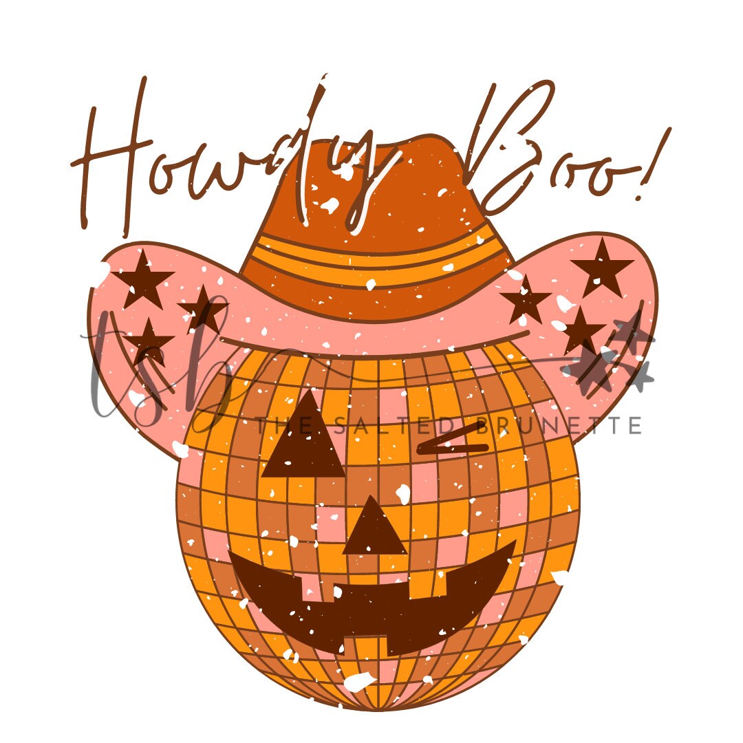 Howdy Boo, Disco Cowgirl, Jack O'lantern Distressed PNG - Etsy