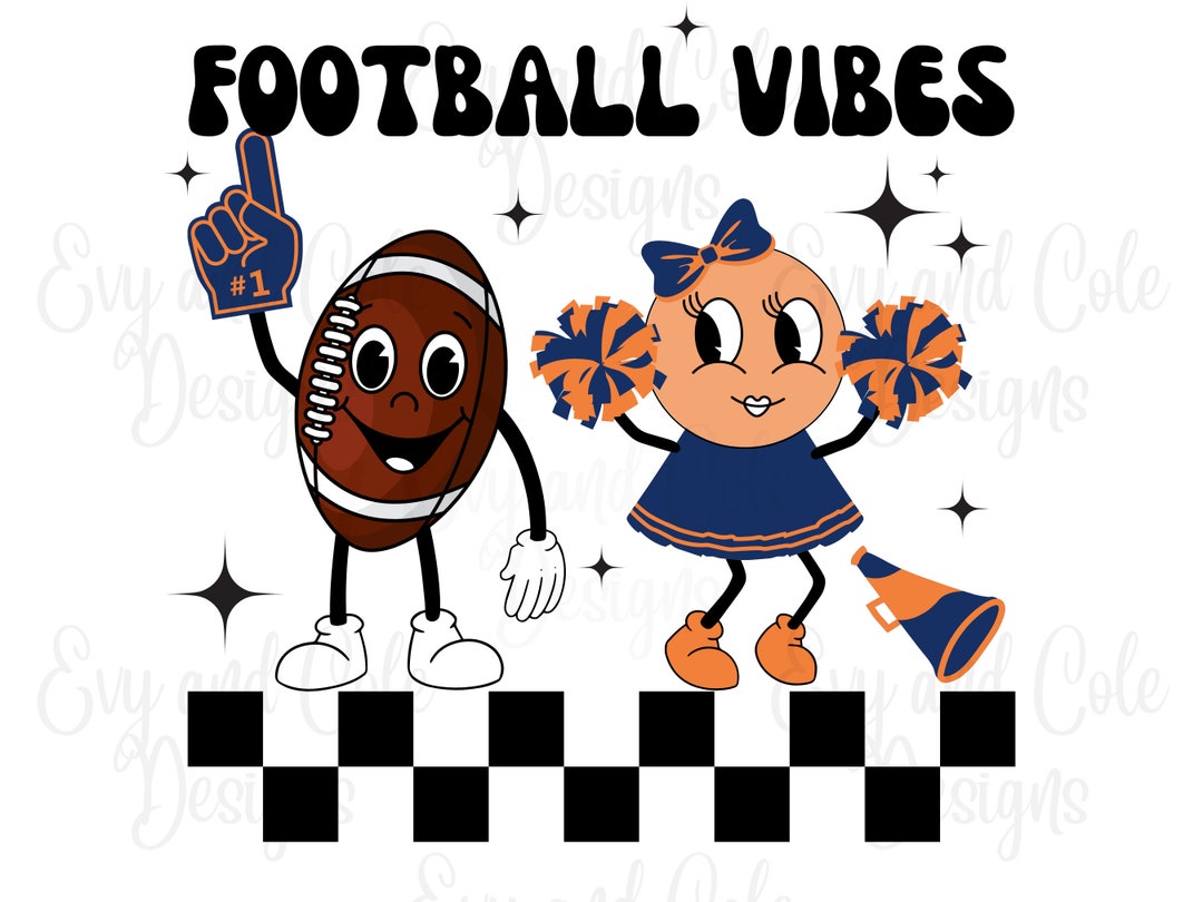Blue and Orange Football Vibes PNG Football PNG Retro PNG - Etsy