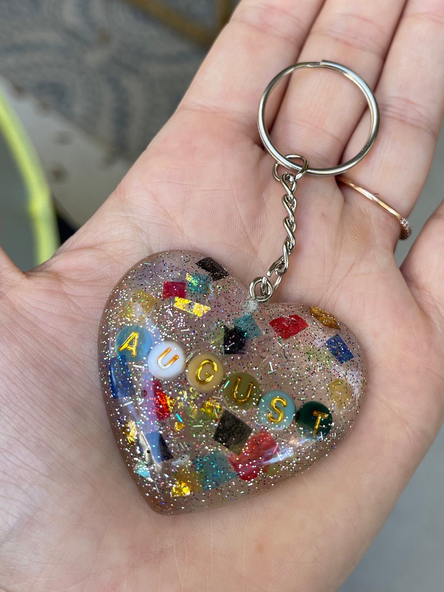Eras Confetti Heart Keychain Custom - Etsy