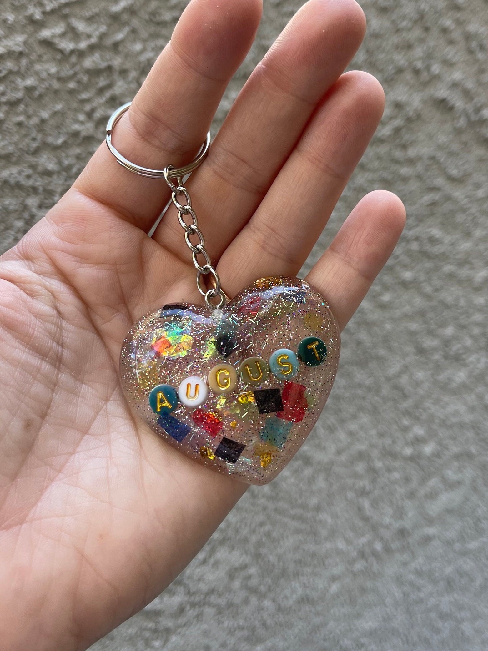 Eras Confetti Heart Keychain Custom - Etsy