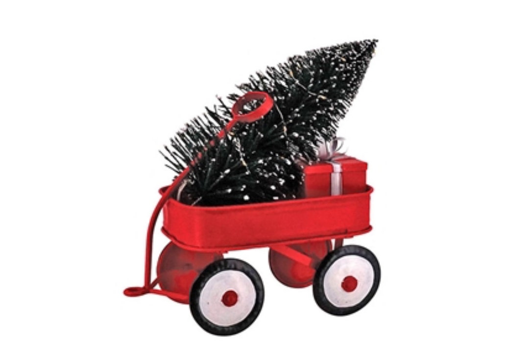 Red Metal Wagon W/tree & LED Light - Etsy