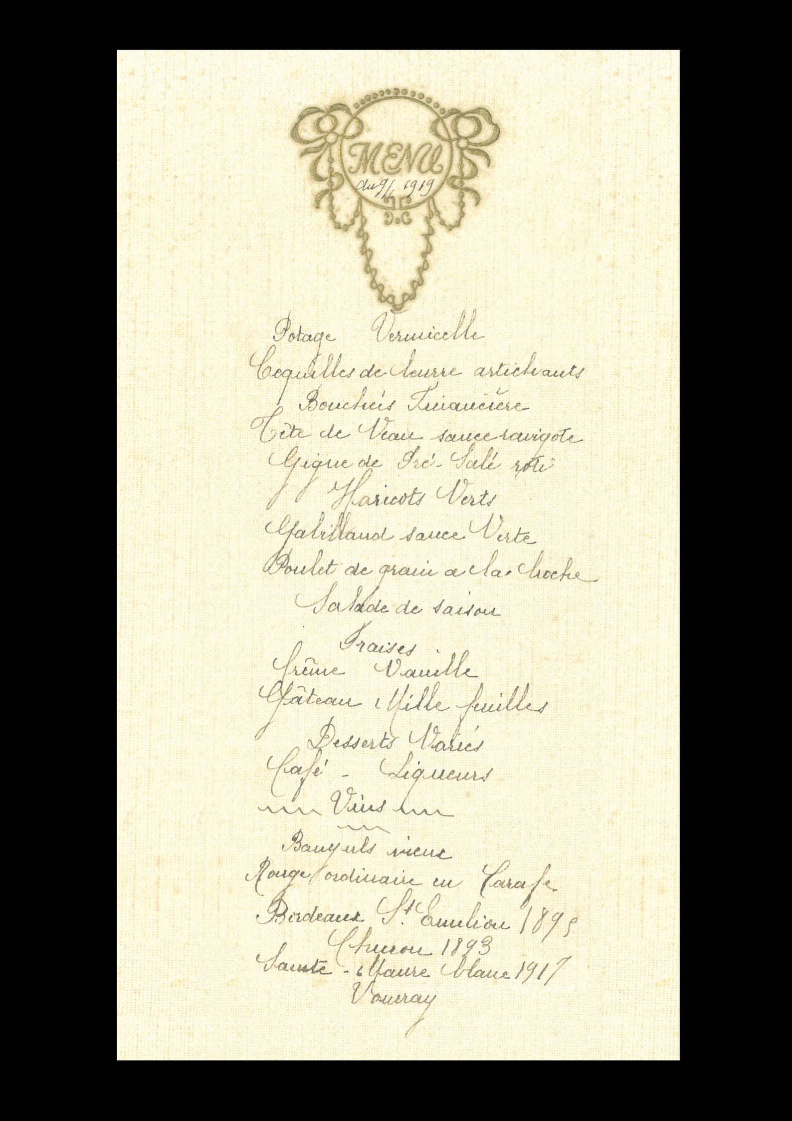 Rare French Menu 1900's, Handwritten, Vintage Wine, Wine Connoisseur ...