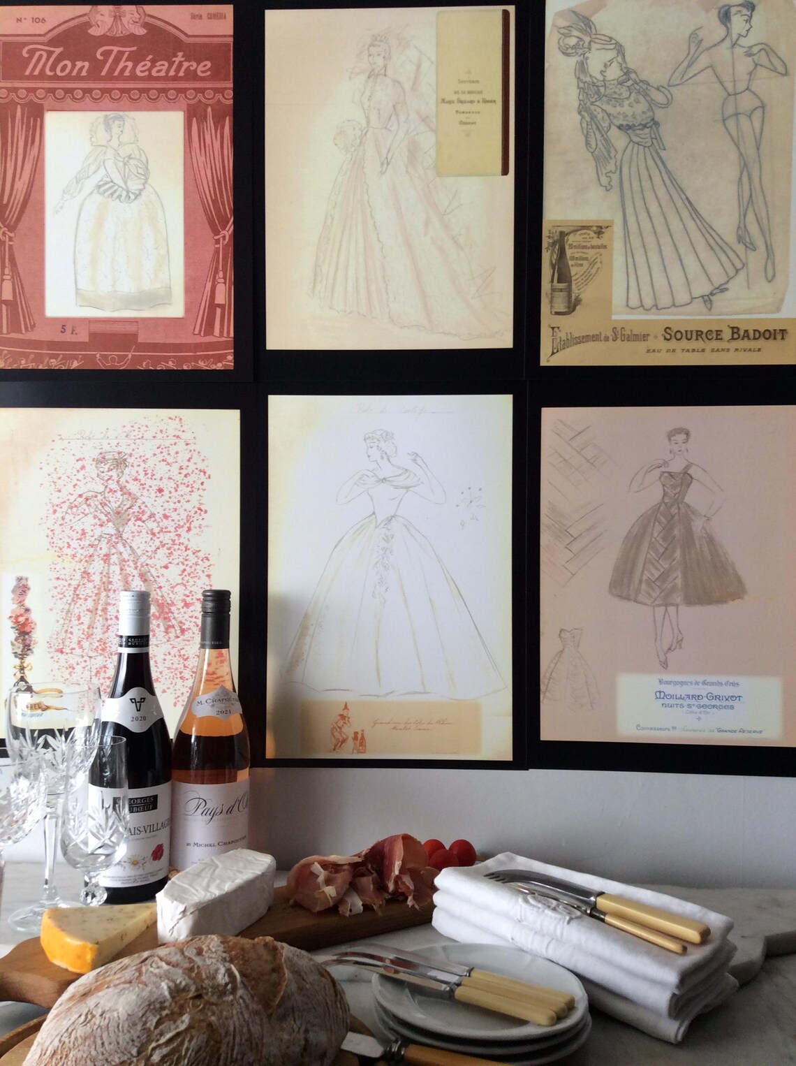 Vintage French Fashion Drawing Portfolio: Original Pencil Croquis ...