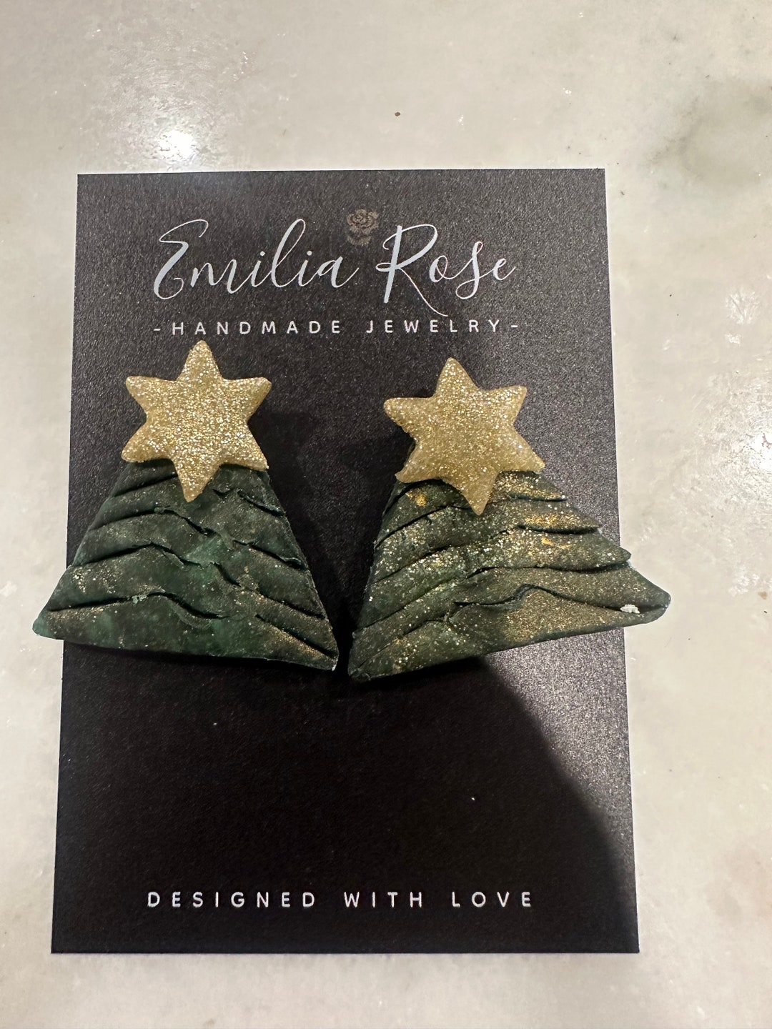 Forest Green Christmas Trees With Gold Star & Gold Dust: - Etsy