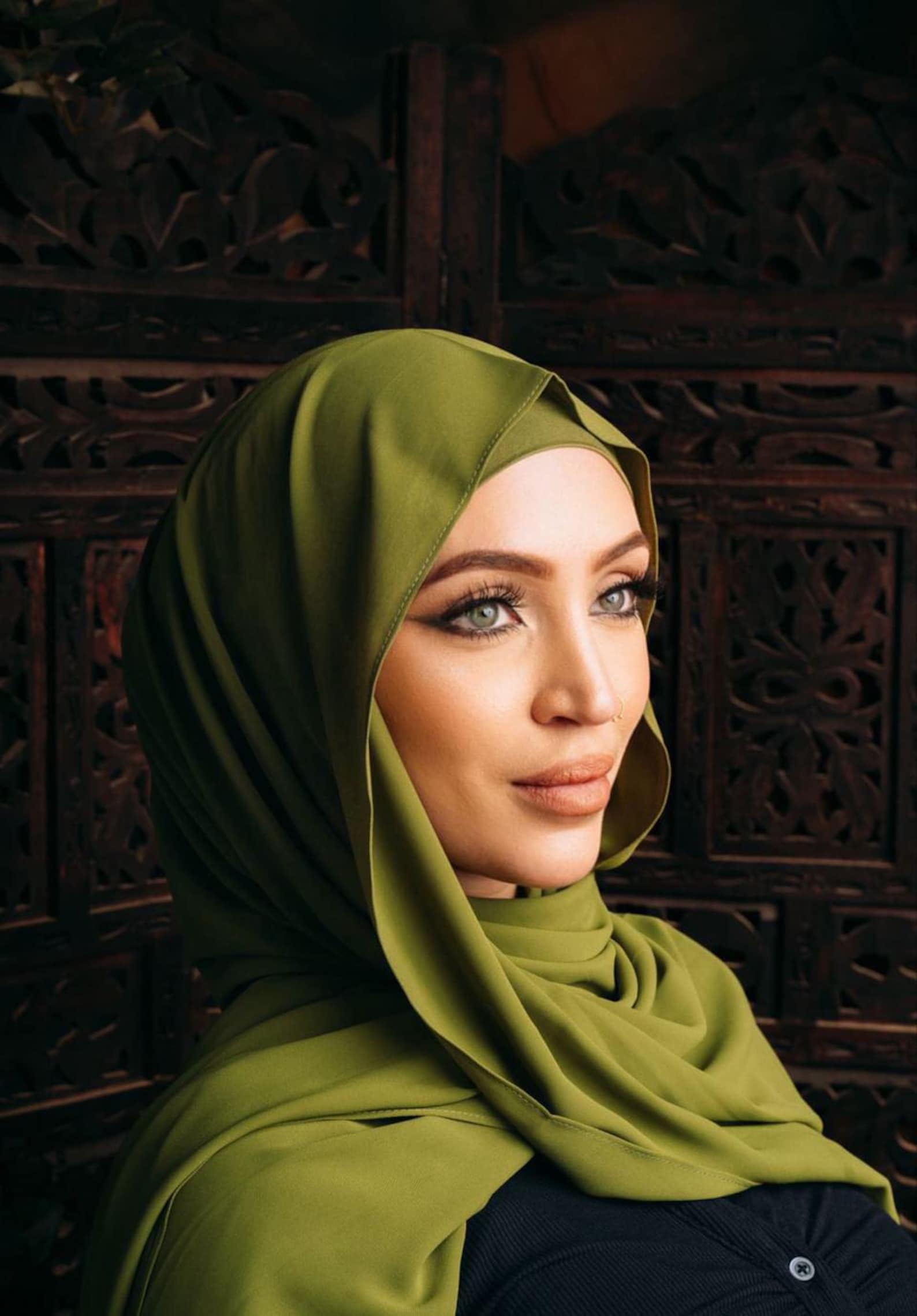 Premium Matching Chiffon Hijab and Bamboo Undercap Set - Green Olive - Etsy