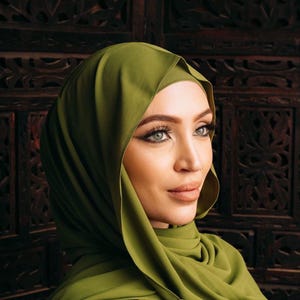 Premium Matching Chiffon Hijab and Bamboo Undercap Set - Green Olive - Etsy